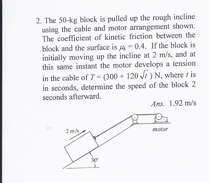 Solved: 2. The 50-kg Block Is Pulled Up The Rough Incline ... | Chegg.com