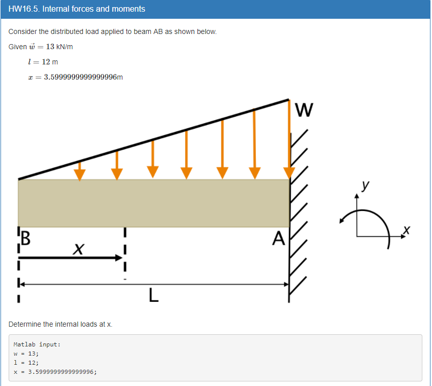 Solved HW16.5. Internal forces and moments Consider the | Chegg.com