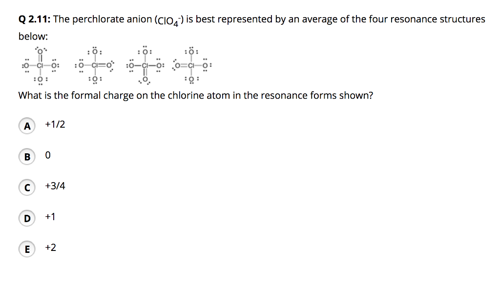 Solved The perchlorate anion (ClO^-_4) is best represented | Chegg.com