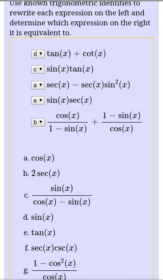 Solved USe known trigonometric identities to rewrite each | Chegg.com