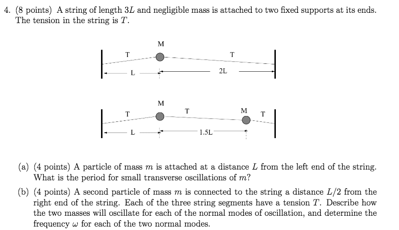 Solved 4. (8 points) A string of length 3L and negligible | Chegg.com