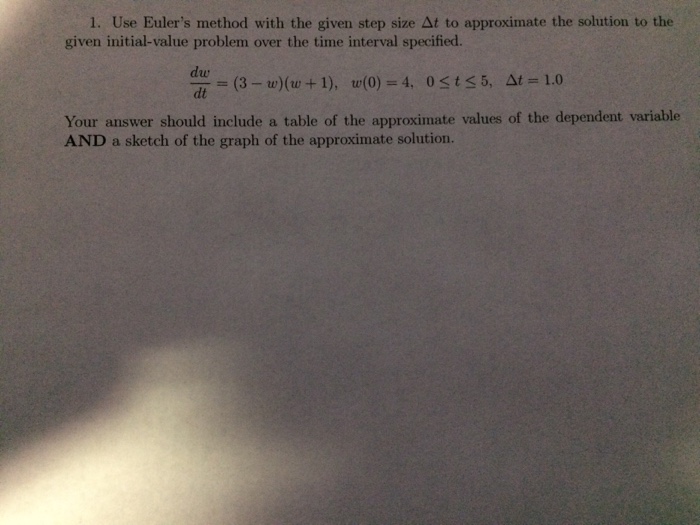 Solved Use Euler s method with the given step size deltat to | Chegg.com