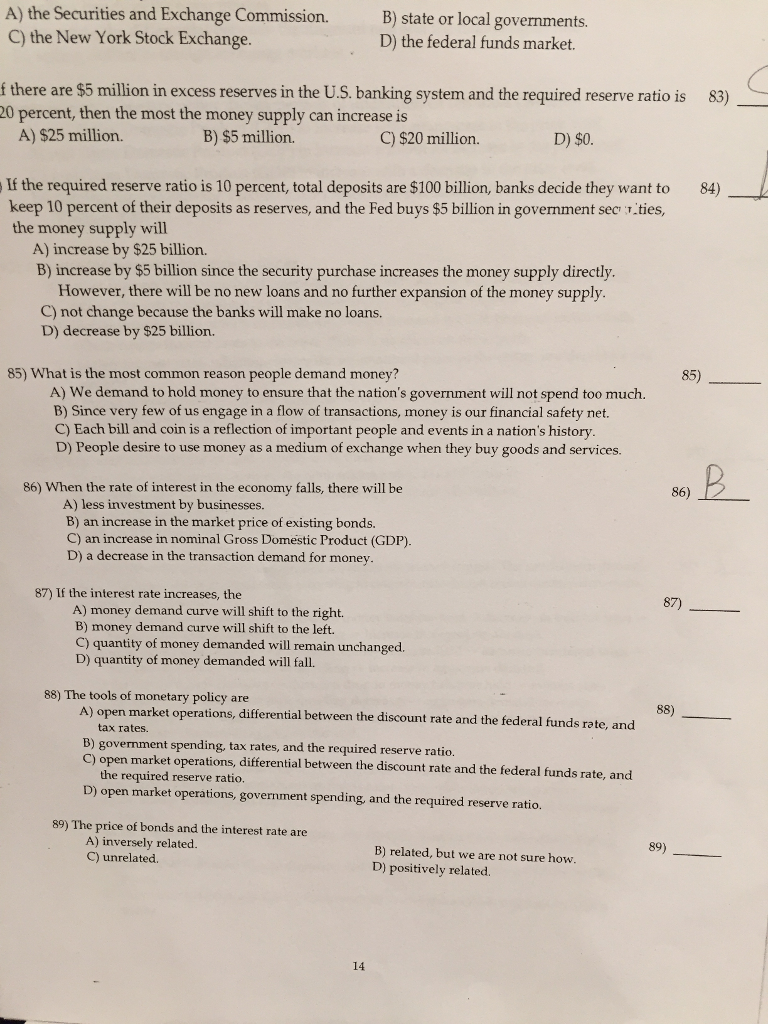 Solved If there are $5 million in excess reserves in the | Chegg.com