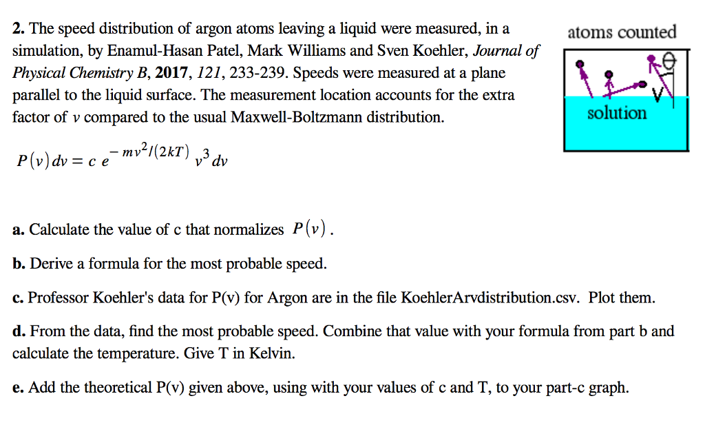Solved 2. The speed distribution 1 of argon atoms leaving a | Chegg.com