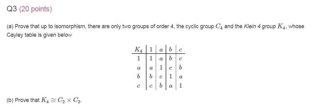 Solved Q3 (20 points) (a) Prove that up to isomorphism, | Chegg.com Solved Q3 (20 points) (a) Prove that up to isomorphism, | Chegg.com