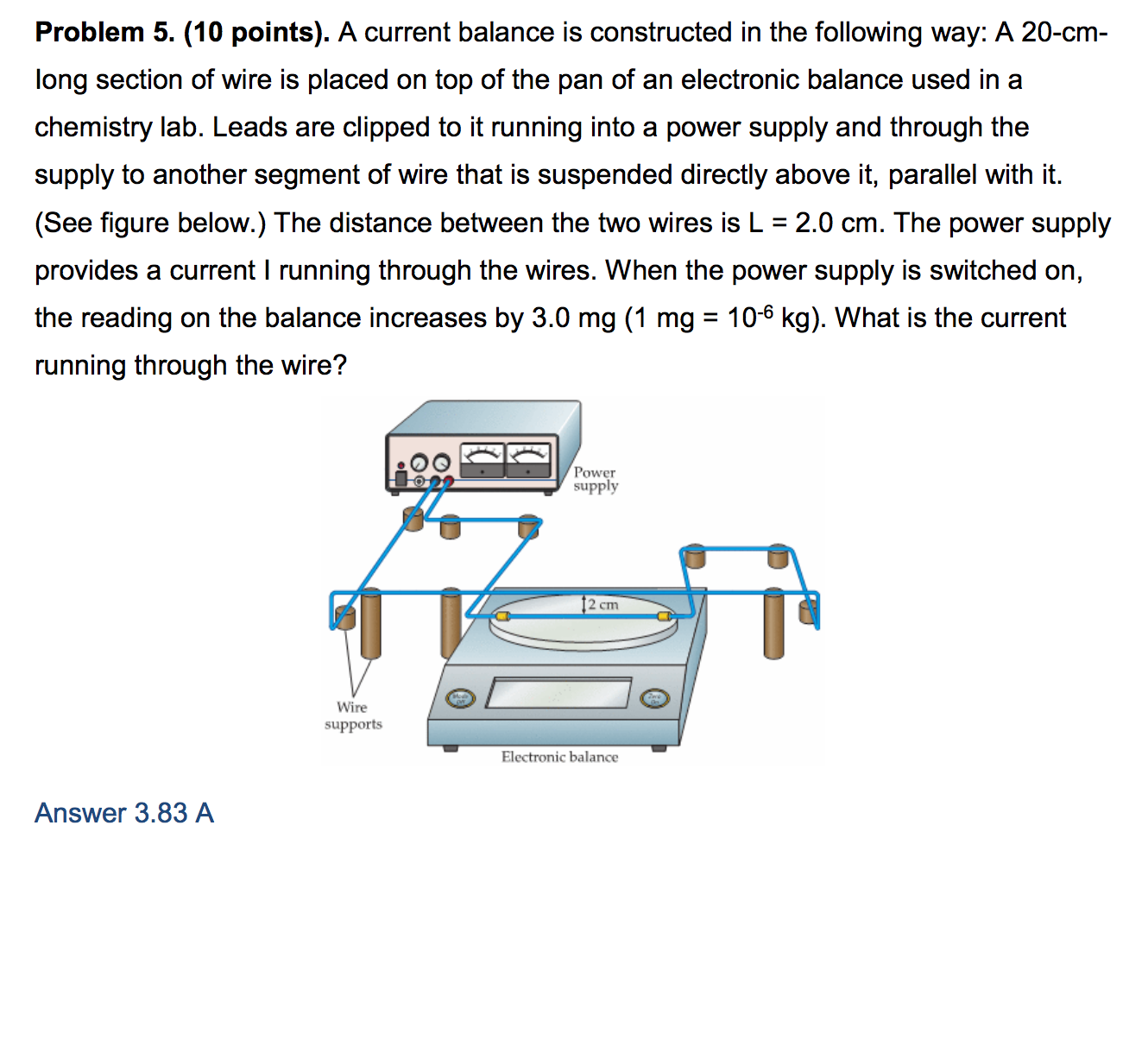Solved Problem 5. A current balance is constructed in the | Chegg.com