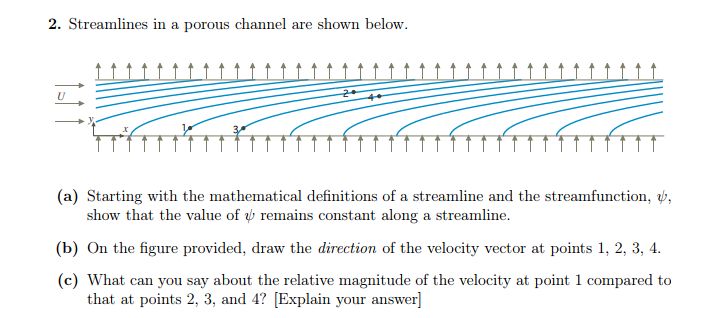 Solved Streamlines in a porous channel are shown below. (a) | Chegg.com