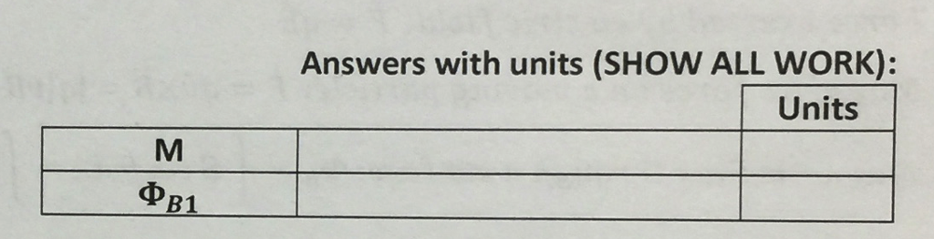 Solved B1 Answers with units (SHOW ALL WORK): Units | Chegg.com