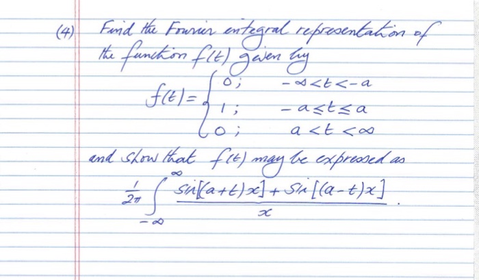 Solved Find the Fourier integral representation of the | Chegg.com