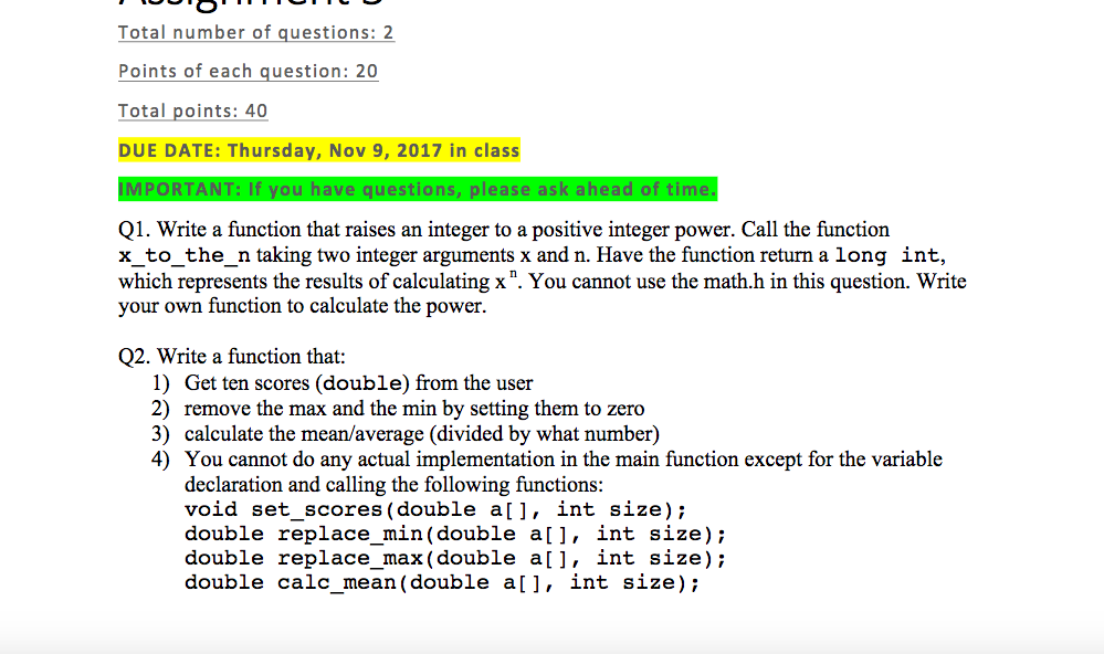 Solved Total number of questions: 2 Points of each question: | Chegg.com