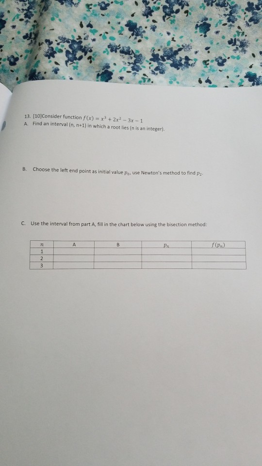 Solved 13. [10]Consider function f(x) x3+2x2 3x 1 A. Find an | Chegg.com