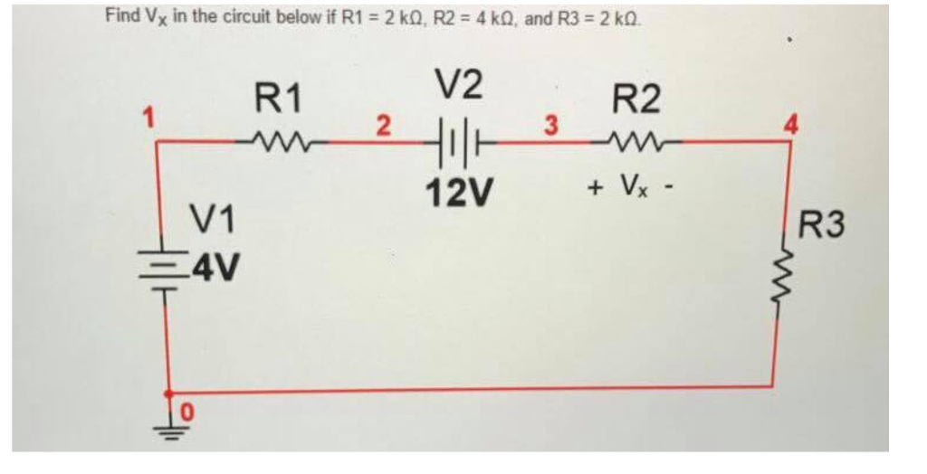 Solved Find Vx in the circuit below if R1-2k , R2 = 4㏀, and | Chegg.com
