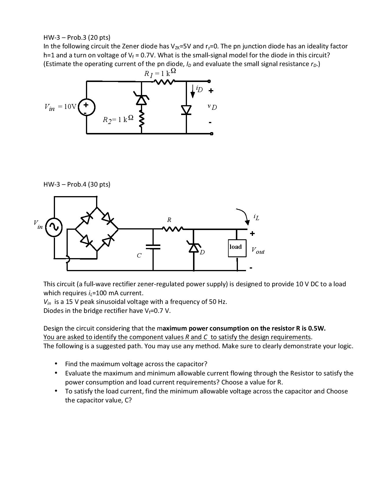 Solved In the following circuit the Zener diode has V_ZK=5V | Chegg.com