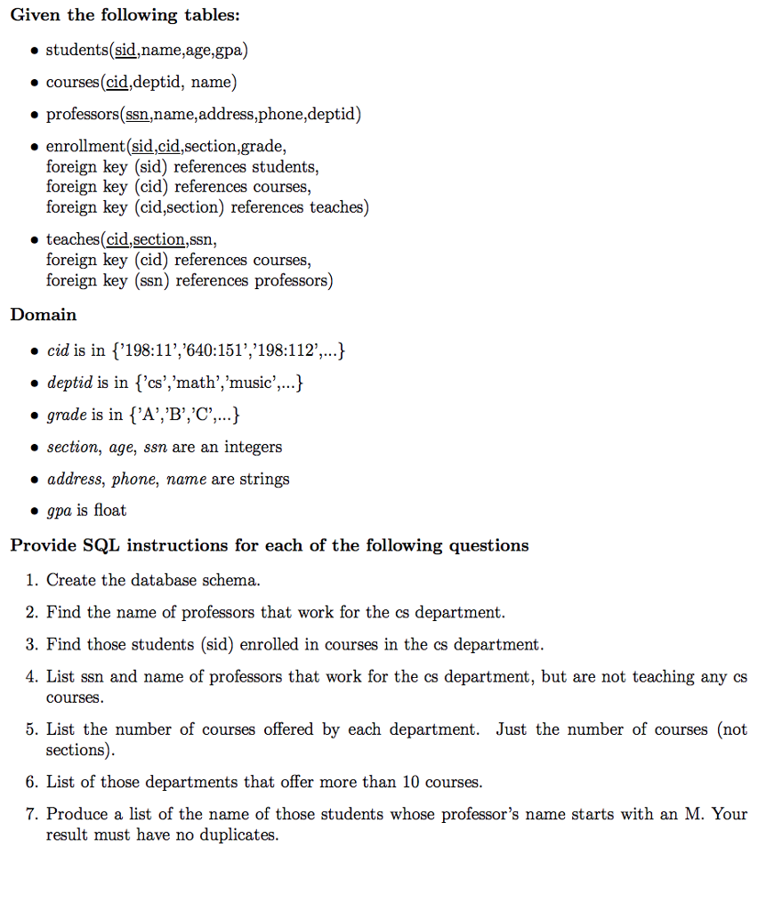 Solved Given the following tables: . | Chegg.com Solved Given the following tables: . | Chegg.com