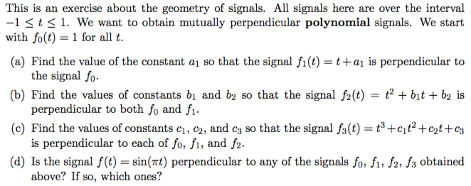 Solved This is an exercise about the geometry of signals. | Chegg.com