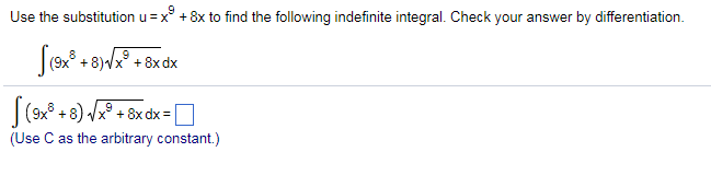 Solved Use the substitution u x8 + 8x to find the following | Chegg.com