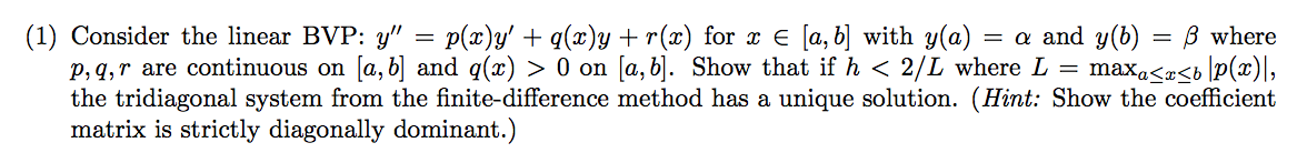 Solved Consider the linear BVP: y" = p(x)y' + q(x)y + r(x) | Chegg.com