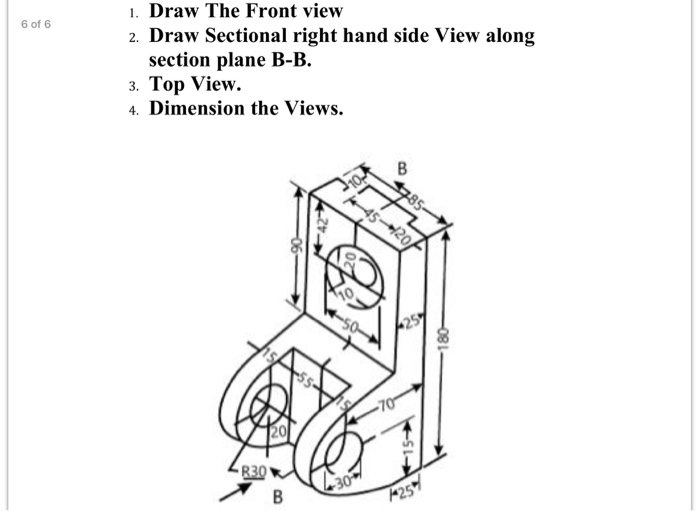 Solved 1. Produce front and top views of the part shown 2. | Chegg.com