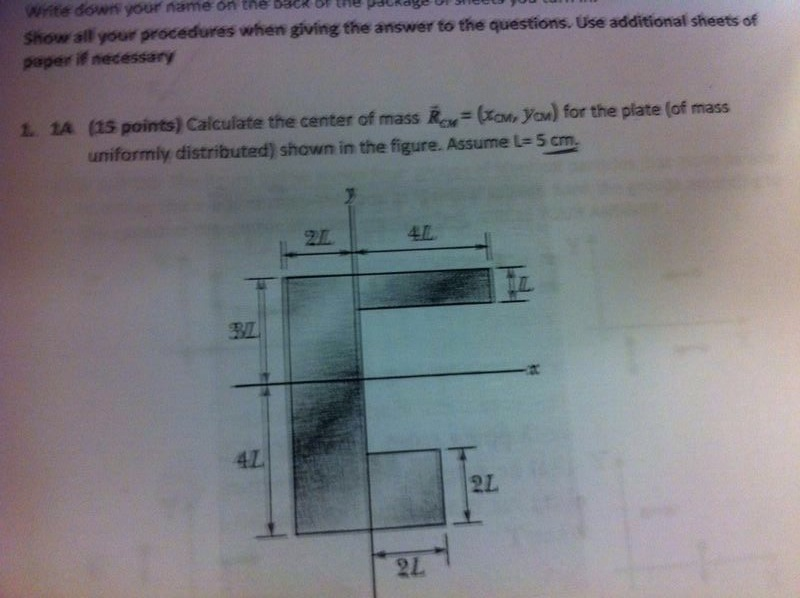 Solved Calculate the center of mass RCM = (xCM, yCM) for the | Chegg.com
