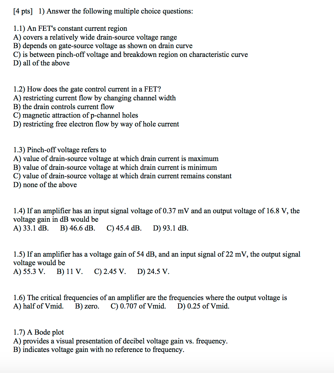 Solved An FET's constant current region covers a relatively | Chegg.com