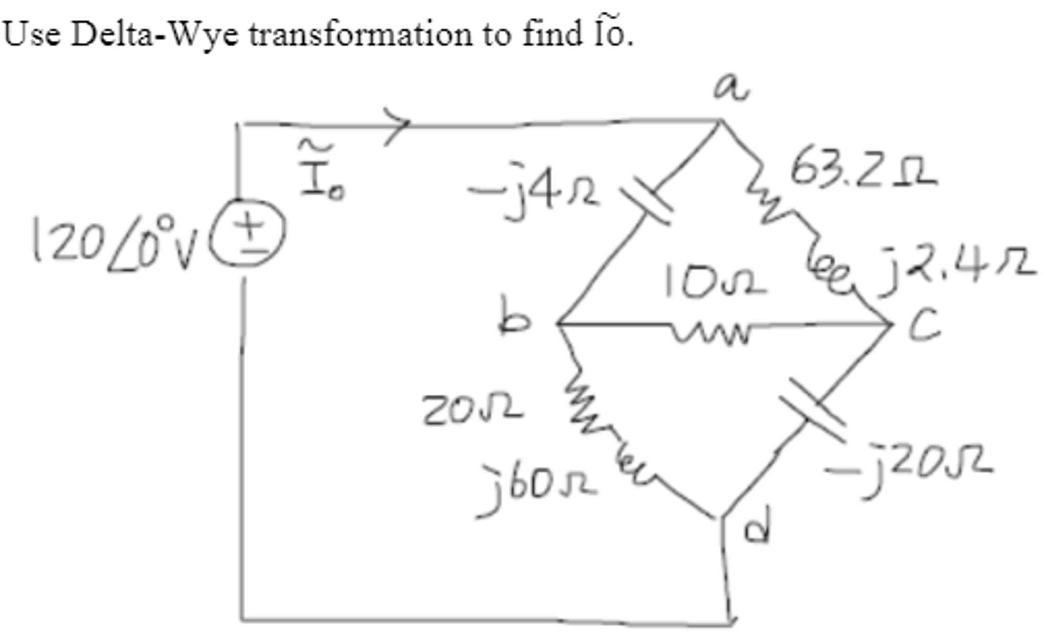 Solved use delta to y transformation to find Io pls | Chegg.com