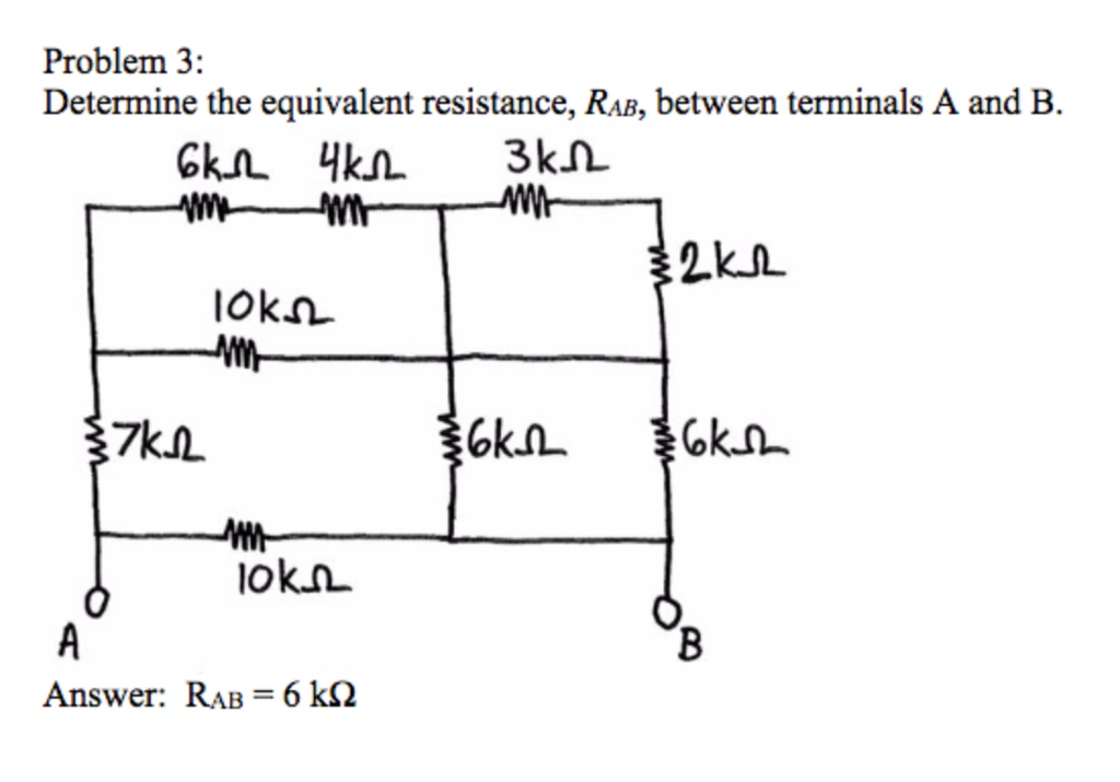 Solved Determine the equivalent resistance, R_AB, between | Chegg.com