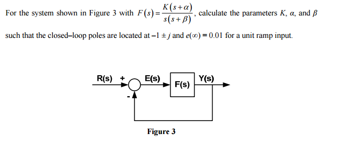 Solved For the system shown in Figure 3 with F (s) = F (s) = | Chegg.com