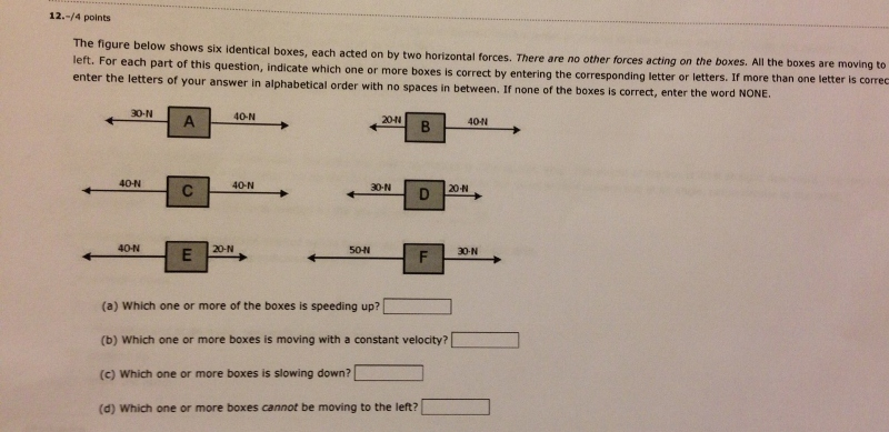 The figure shows six identical boxes, each acted on | Chegg.com