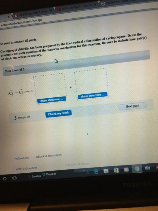 Solved Cyclopropyl chloride has been prepared by the | Chegg.com