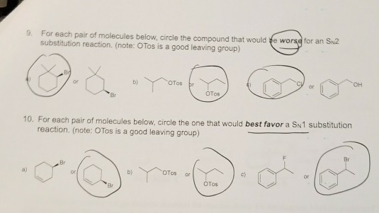 Solved 9. For each pair of molecules below, circle the | Chegg.com
