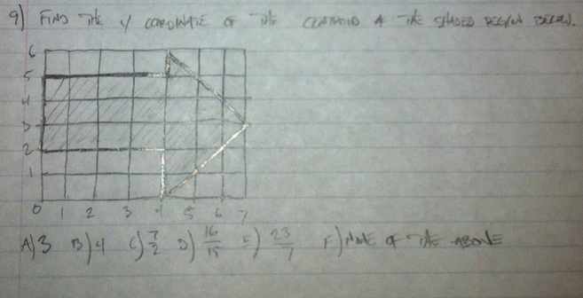 Solved Find the y coordinate the shaded | Chegg.com
