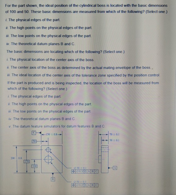 Solved For the part shown, the ideal position of the | Chegg.com