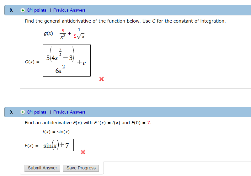 Solved Find The General Antiderivative Of The Function