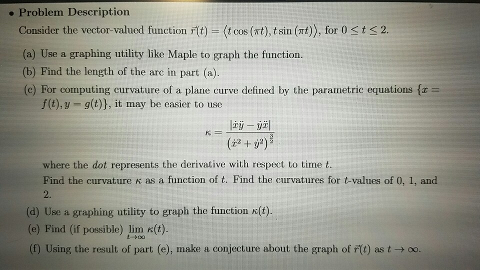 Solved . Problem Description Consider the vector-valued | Chegg.com