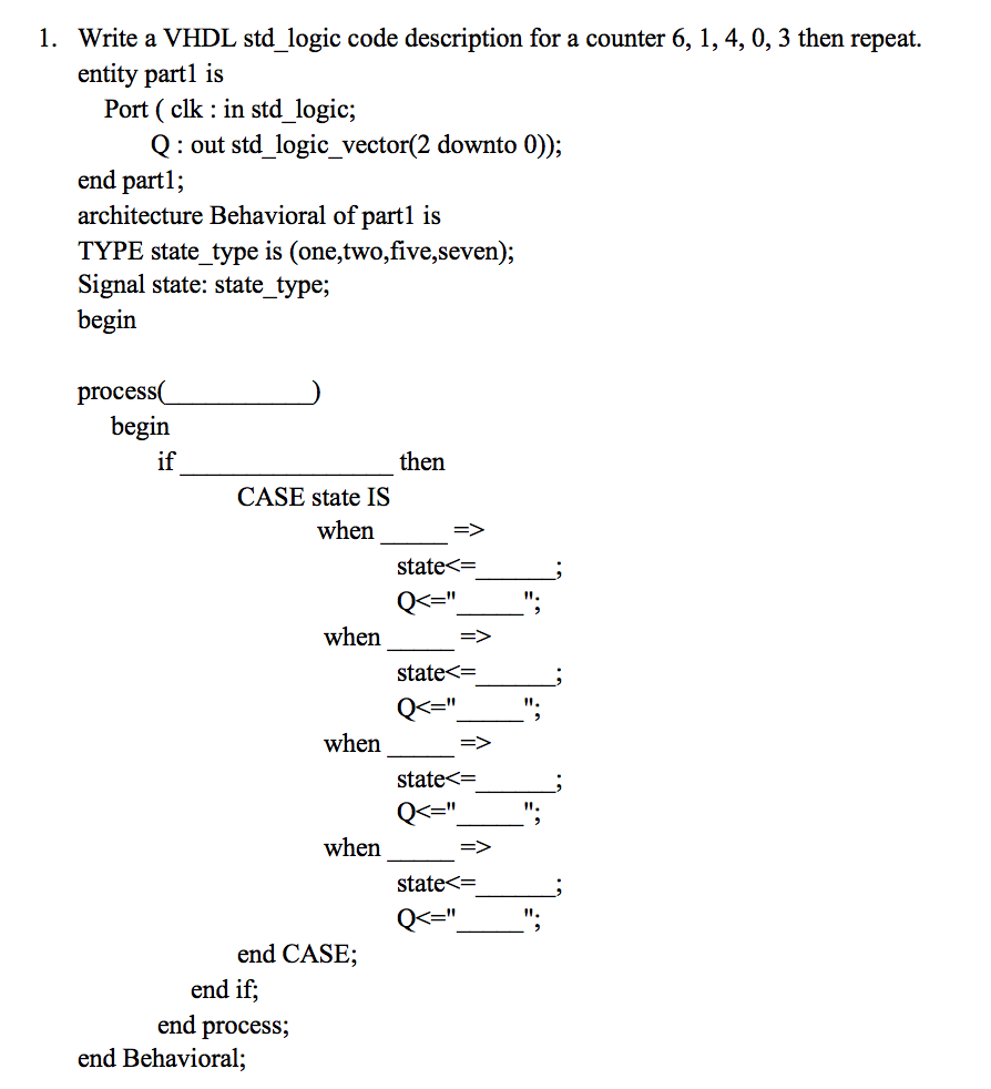 Solved 1. Write a VHDL std logic code description for a | Chegg.com