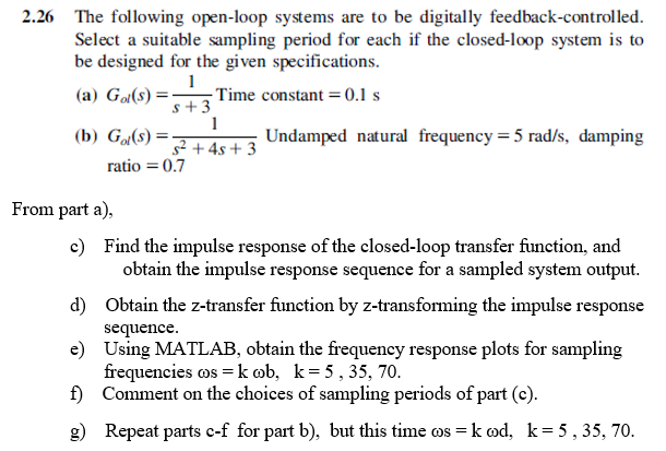 2.26 The following open-loop systems are to be | Chegg.com