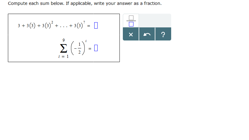 Solved Compute each sum below. If applicable, write your | Chegg.com