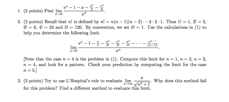 Solved 4 2 6 I. (2 points) Find lim- 2. (2 points) Recall | Chegg.com
