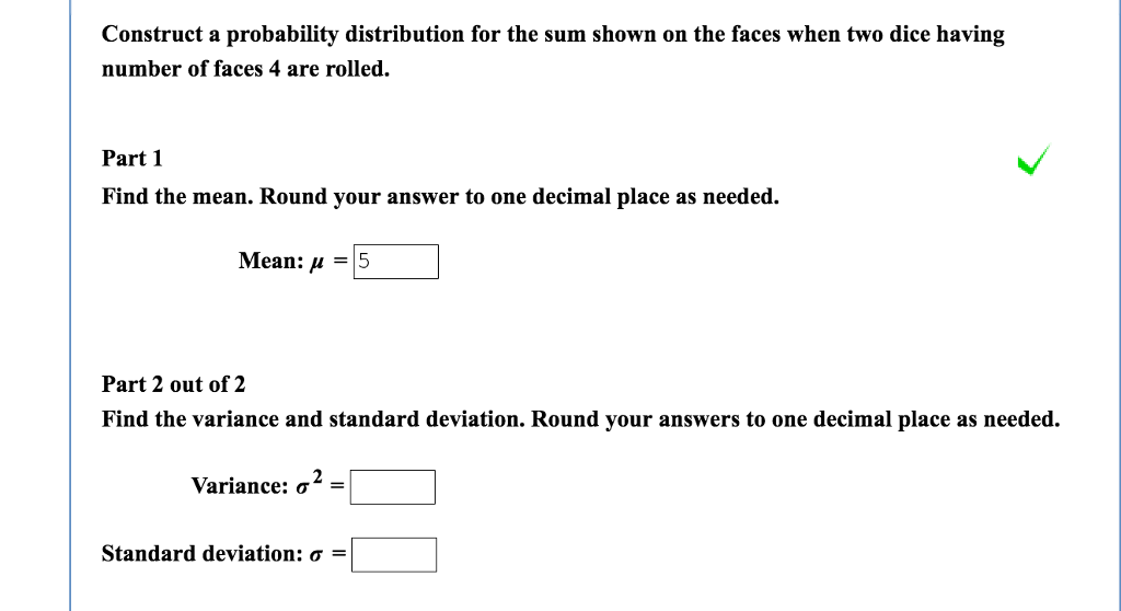 Solved Construct a probability distribution for the sum | Chegg.com
