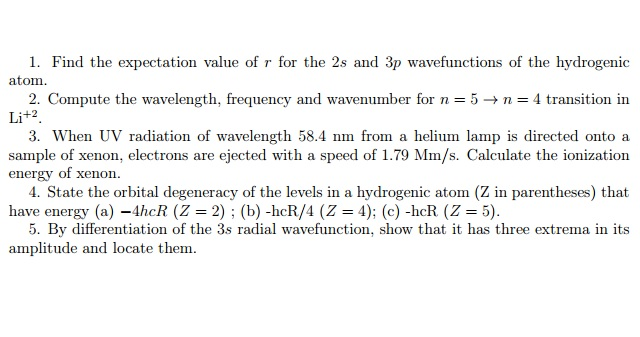 Find The Expectation Value Of R For The 2s And 3p
