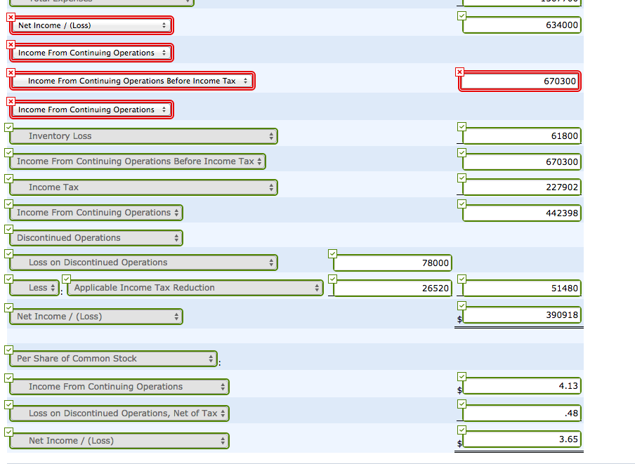 Solved For Net Income/ Loss in red, the options are : Other | Chegg.com