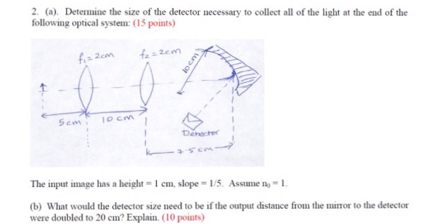 Solved Determine the size of the detector necessary to | Chegg.com