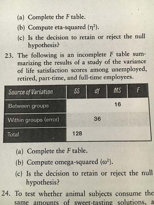 Solved the following is an incomplete f table summarizing | Chegg.com