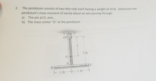 Solved 2. The pendulum consists of two thin rods each having | Chegg.com