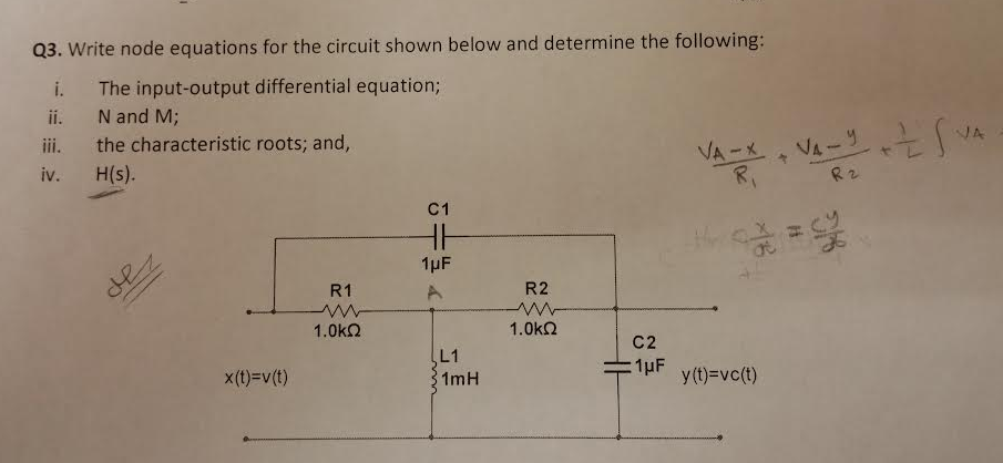 Solved Q3. Write node equations for the circuit shown below | Chegg.com