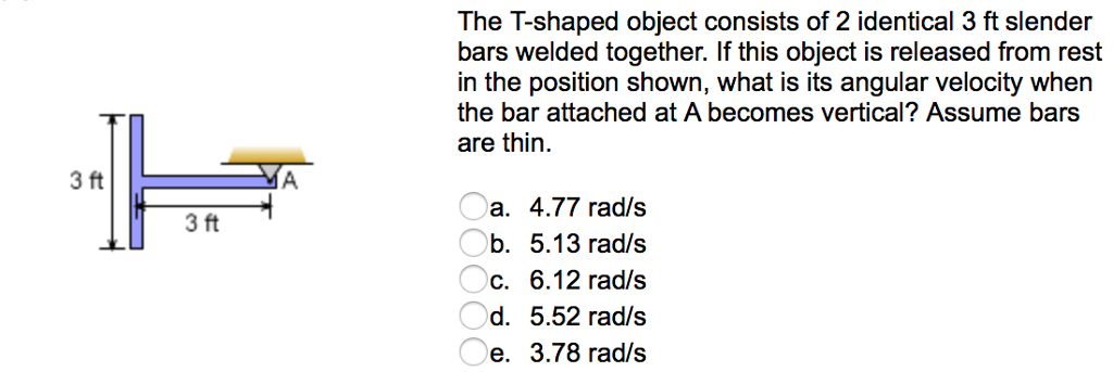 Solved The T-shaped object consists of 2 identical 3 ft | Chegg.com
