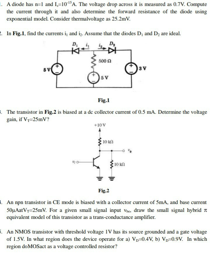 Solved A diode has n-1 and I-101 A. The voltage drop across | Chegg.com