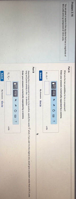 Solved What are the two possibilities for its x component? | Chegg.com