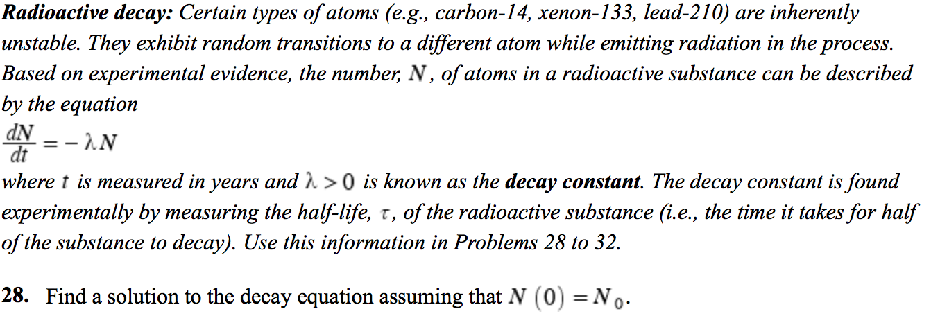 Solved Radioactive decay: Certain types of atoms (e.g., | Chegg.com