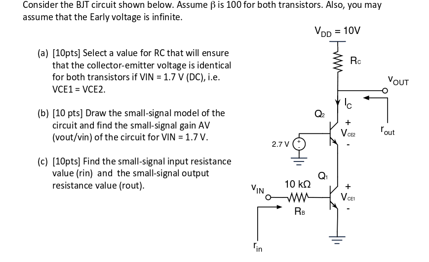 Solved Consider the BJT circuit shown below. Assume beta is | Chegg.com